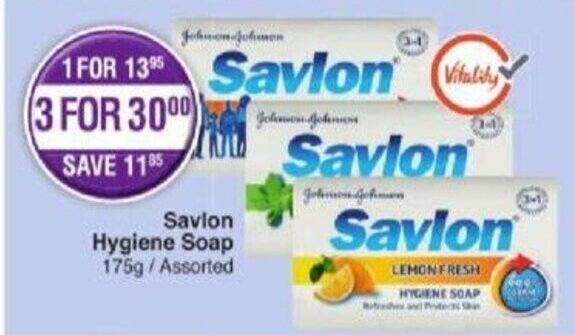 Savlon Hygiene Soap 175g / Assorted offer at Dis-Chem