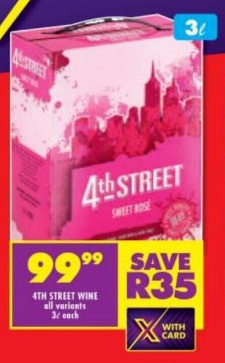 4Th Street Wine all variants 3 ℓ each offer at Shoprite Liquor