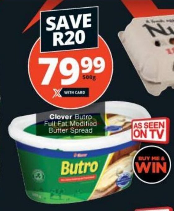 Clover Butro Full Fat Modified Butter Spread offer at Checkers