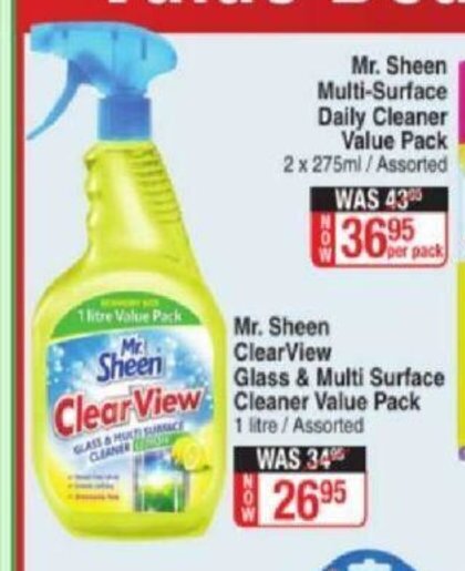 Mr. Sheen ClearView Glass & Multi Surface Cleaner Value Pack 1 Litre ...
