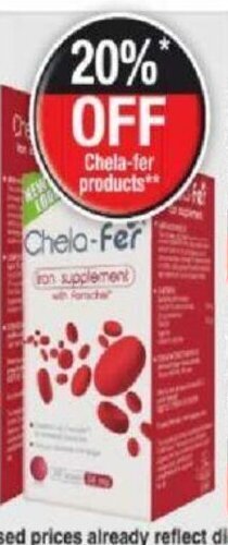 Chela-fer Iron Supplement with Ferrochel 24mg 30 Tablets offer at Dis-Chem