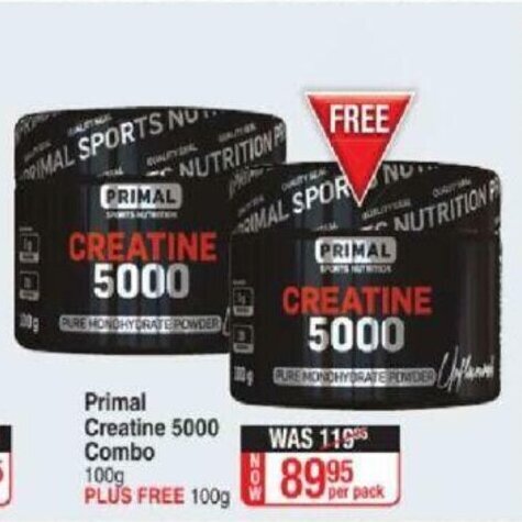 Primal Creatine 5000 Combo 100g PLUS FREE 100g offer at Dis-Chem