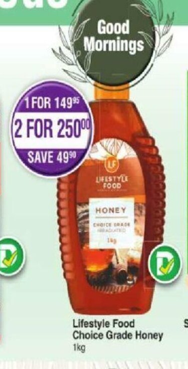 Lifestyle Food Choice Grade Honey 1kg offer at Dis-Chem