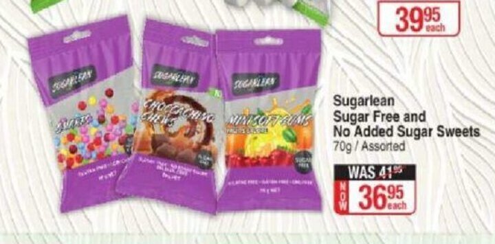 Sugarlean Sugar Free and No Added Sugar Sweets 70g offer at Dis-Chem
