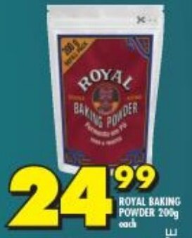 Royal Baking Powder 200g each offer at Shoprite