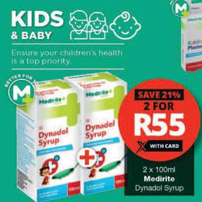 2x100 ml Medirite Dynadol Syrup offer at Checkers
