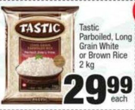Tastic Parboiled, Long Grain White or Brown Rice 2 kg offer at Spar