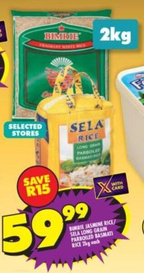 Bimrie Jasmine Rice/Sela Long Grain Parboiled Basmati Rice 2kg each ...