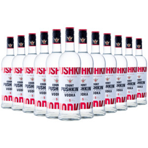 Count pushkin premium vodka bottles 12 x 750ml offer at Shoprite Liquor