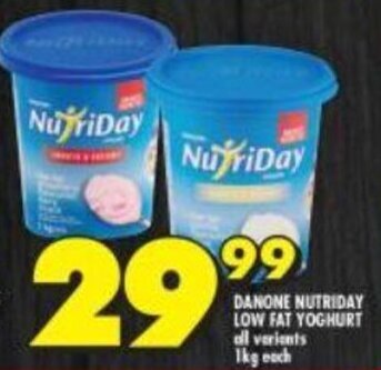 Danone Nutriday Low Fat Yoghurt offer at Shoprite