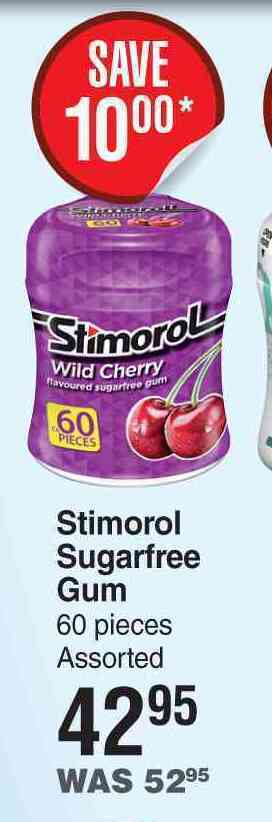 Stimorol sugarfree gum 60 pieces assorted offer at Dis-Chem