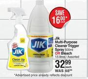 Jik multi purpose cleaner trigger spray 500ml or bleach 1.5l-each offer ...