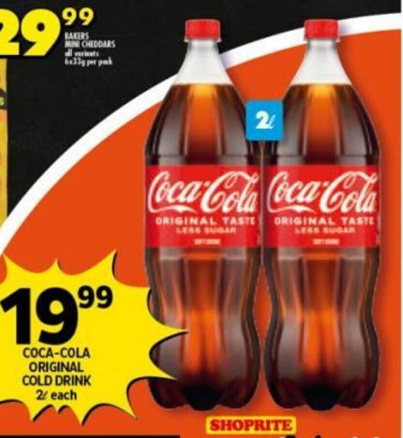 Cocoa-Cola Original Cold Drink 2L offer at Shoprite