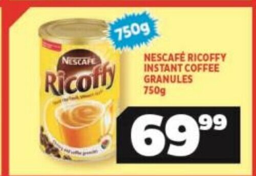 Nescafe Ricoffy Instant Coffee Granules 750g offer at Usave