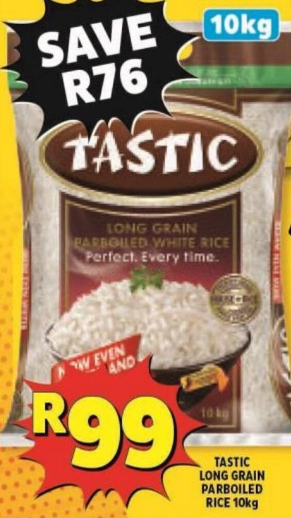 Tastic Long Grain Parboiled Rice 10kg offer at Usave
