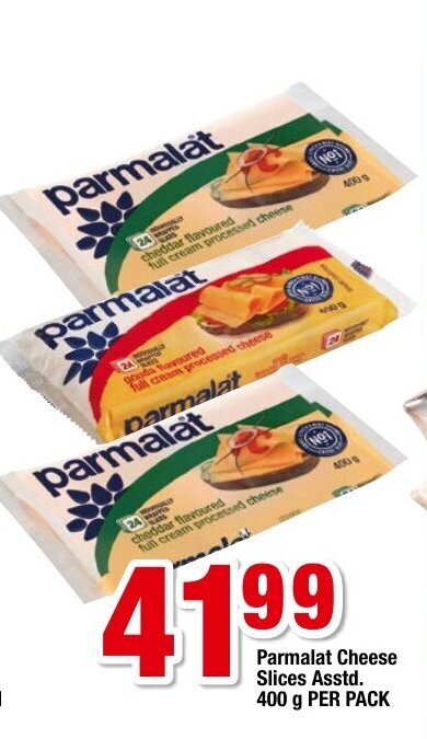 Parmalat Cheese Slices Asstd. 400g per pack offer at OK Foods