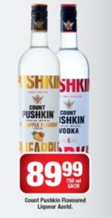 Count Pushkin Flavoured Liqueur Asstd. offer at OK Liquor