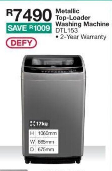 Defy Metallic Top-Loader Washing Machine offer at House & Home
