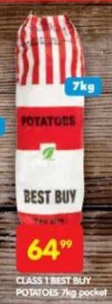 Class 1 Best Buy Potatoes 7kg pocket offer at Shoprite