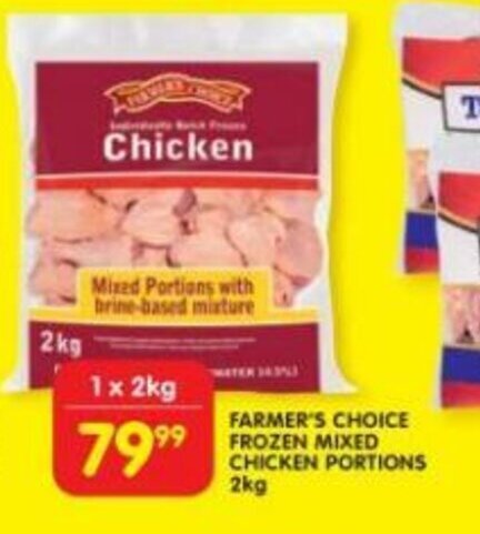 Farmer's Choice Frozen Mixed Chicken Portions 2kg offer at Shoprite