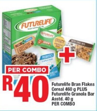 Futurelife Bran Flakes Cereal 460g Plus Futurelife Granola Bar asstd ...