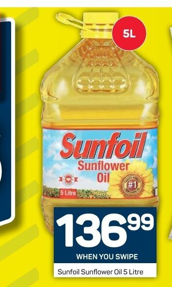 Sunfoil Sunflower Oil 5 Litre offer at Pick n Pay