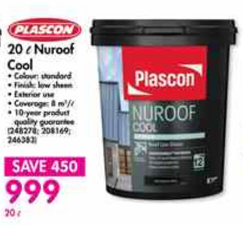 Plascon - 20L Nuroof Cool offer at Makro