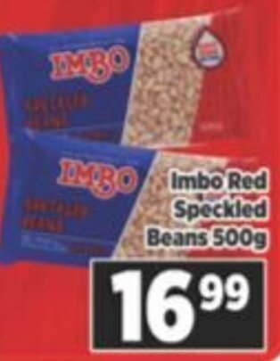 Imbo Red Speckled Beans 500g offer at Goal Supermarket