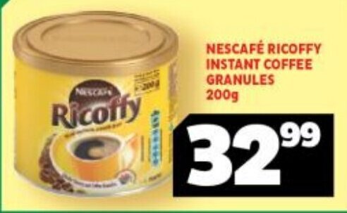 Nescafe Ricoffy Instant Coffee Granules 200g offer at Usave