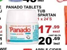 Panado Tablets Tub Spartan 1x24's offer at Arrow Cash And Carry