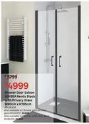 Sensea shower door saloon remix black with privacy glass w90cm x h195cm ...