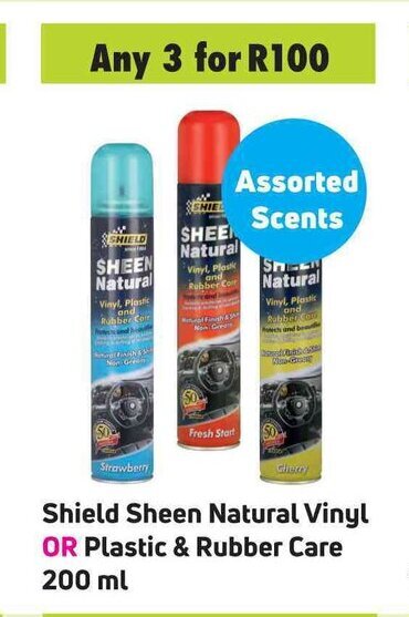 Shield Sheen Natural Vinyl OR Plastic & Rubber Care 200ml offer at Game