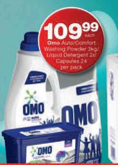 Omo Auto/Comfort Washing Powder 3kg/Liquid Detergent 2l Capsules 24 per ...