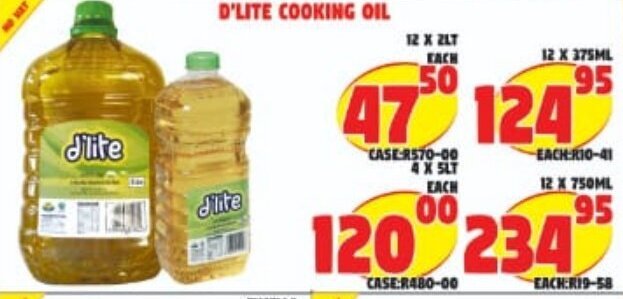 D'Lite Cooking Oil 2L offer at Yarona Cash And Carry