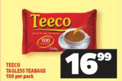 Teeco Tagless Teabags offer at Usave