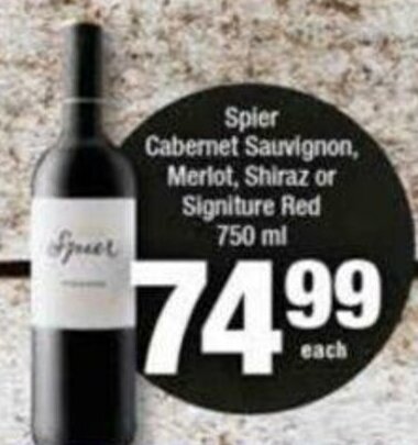 Spier Cabernet Sauvignon, Merlot, Shiraz or Signature Red 750ml offer ...