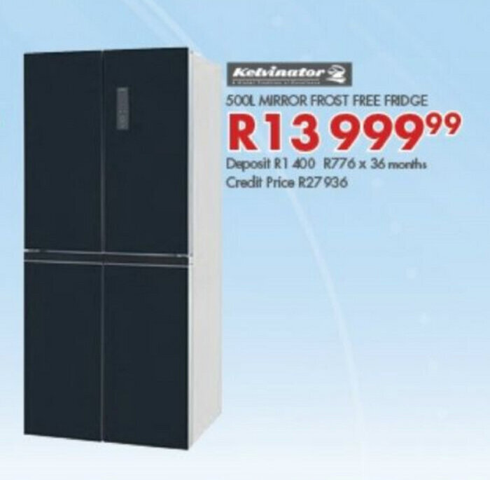 Kelvinator - 500L Mirror Frost Free Fridge offer at Beares