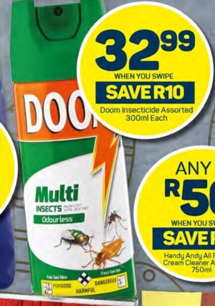 Doom Insecticide Assorted 300ml each offer at Pick n Pay