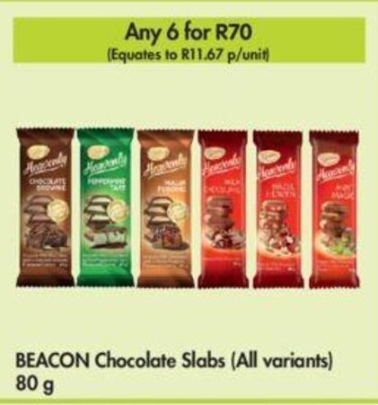 Beacon Chocolate Slabs (all variats) 80g offer at Makro