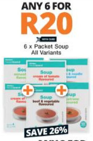 Packet Soup 6 packs offer at Checkers