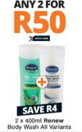 Renew Body Wash 2x400ml offer at Checkers