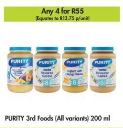 Purity 3rd Foods (all variants) 200ml offer at Makro