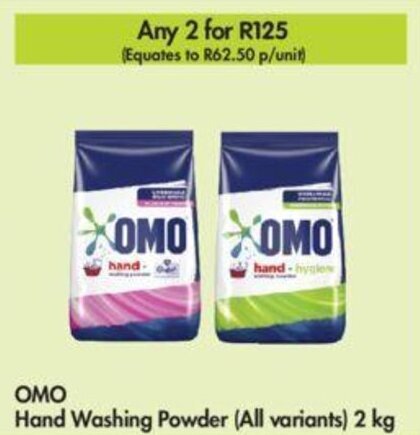 Omo Hand Washing Powder ( All variants ) 2 kg offer at Makro