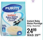 Purity instant baby maize porridge assorted-500g offer at Dis-Chem