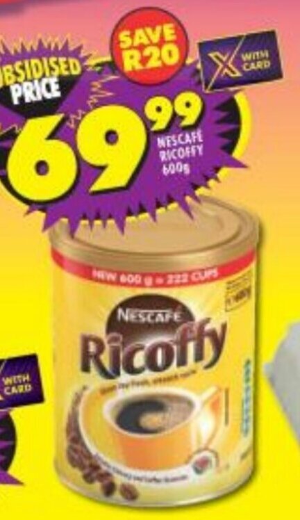 NESCAFE RICOFFY 600g offer at Shoprite
