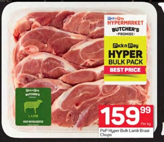PnP Hyper Bulk Lamb Braai Chops offer at Pick n Pay