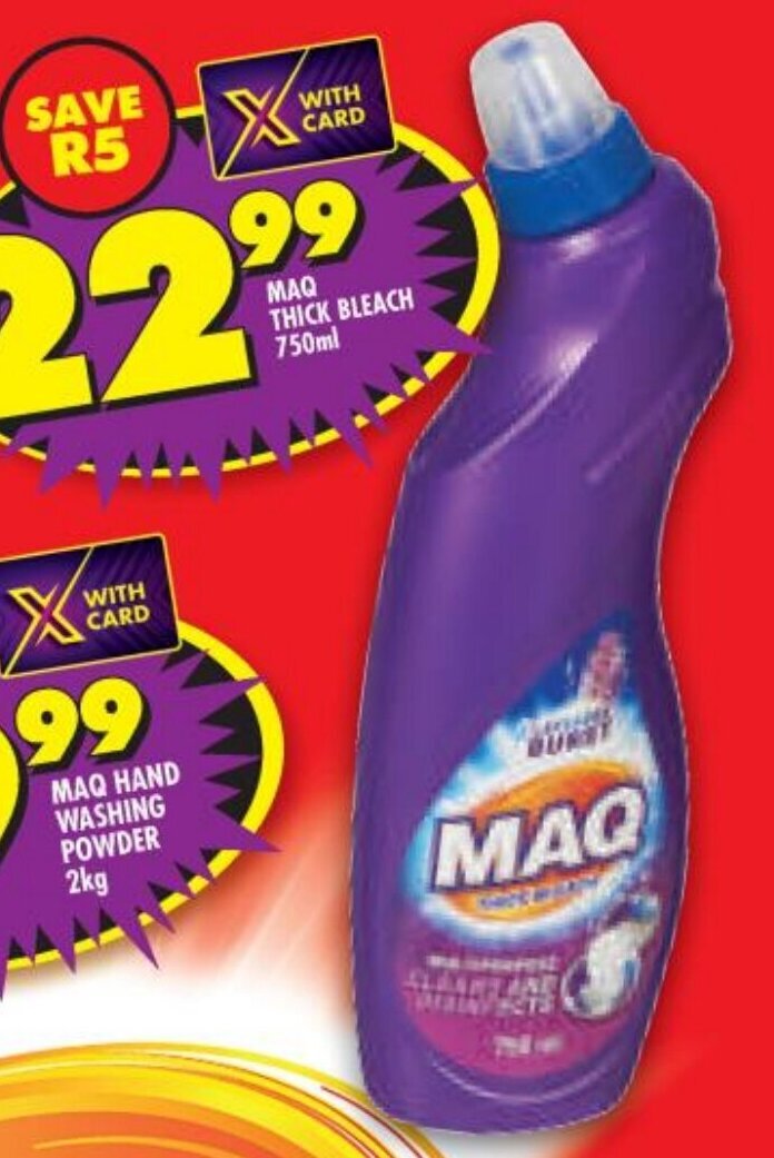 MAQ THICK BLEACH 750ml offer at Shoprite