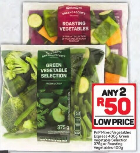 PnP Mixed Vegetables Express 400g, Green Vegetable Selection 375g or ...
