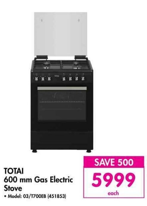 TOTAI 600 mm Gas Electric Stove offer at Makro
