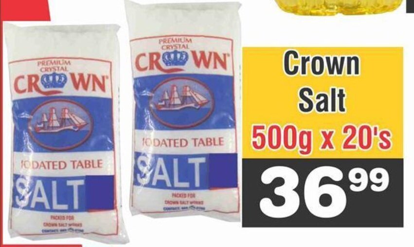 Crown Salt 500gx20's offer at Advance Cash n Carry
